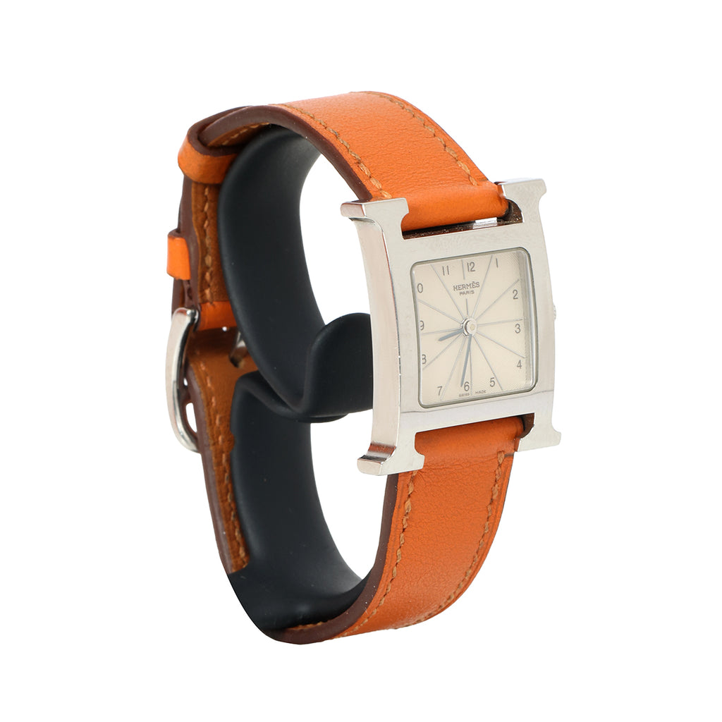 Shop Pre-Loved Hermès Heure H Mini Watch with Orange Strap – 100% ...