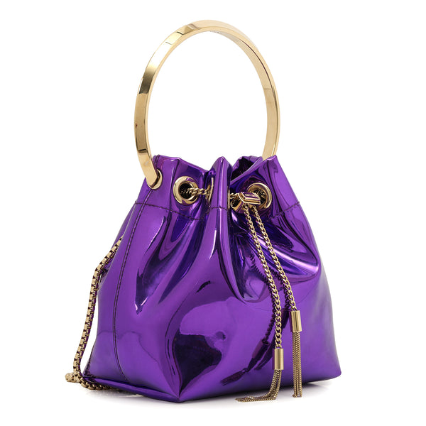 Shop Pre‑Owned Jimmy Choo Metallic Purple Bon Bon Bag 100% Authentic ...