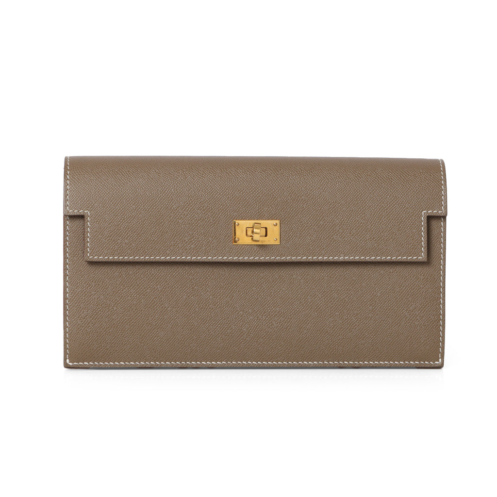 shop preloved Hermès Kelly Pocket Long Wallet Etoupe Epsom Leather 100% ...